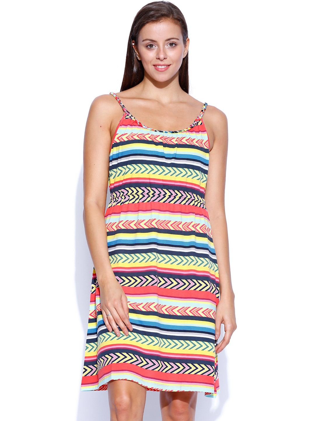 Buy Flying Machine Multicoloured Printed Fit & Flare Dress - Dresses ...