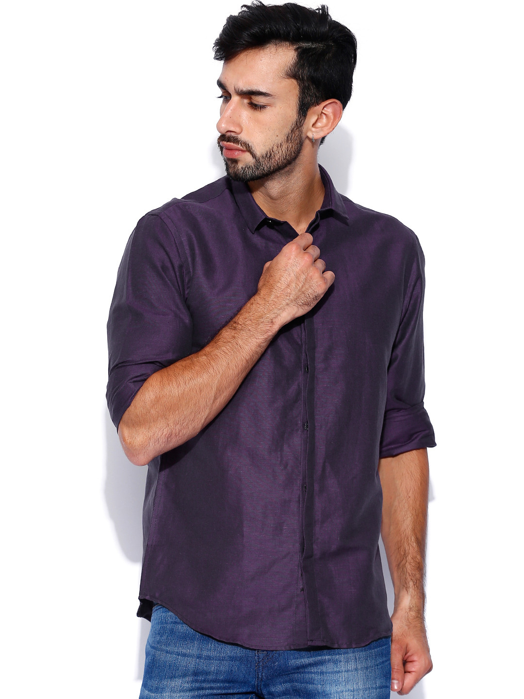 Buy John Players Purple Slim Fit Partywear Shirt - Shirts for Men ...