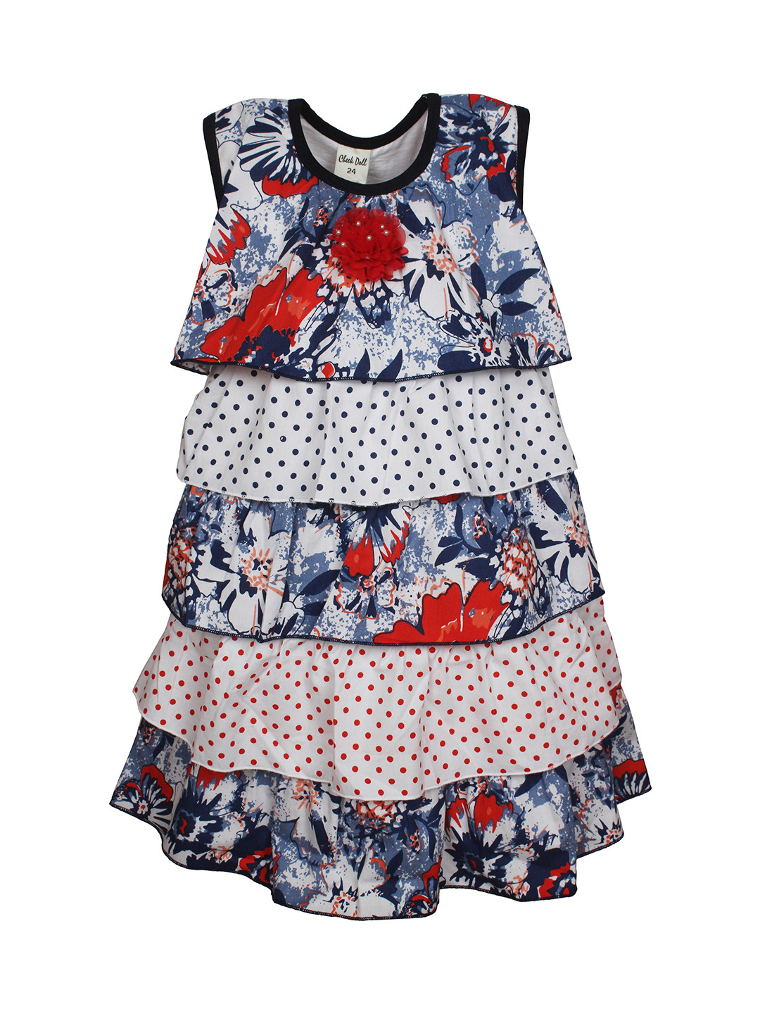 Buy Jazzup Girls Blue & White Printed Layered Dress - Dresses for Girls 806944 | Myntra