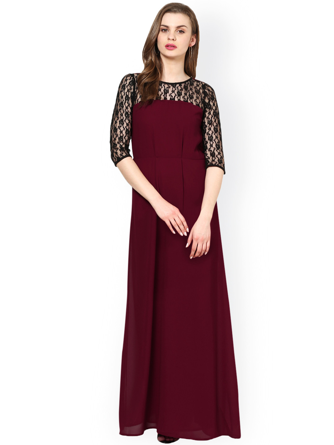 Buy La Zoire Maroon Maxi Dress - Dresses for Women 807916 | Myntra