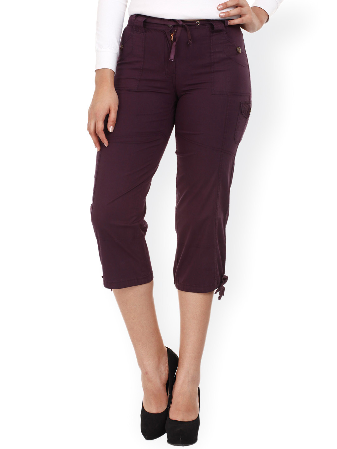 Buy Mustard Purple Capris - Capris for Women 822299 | Myntra
