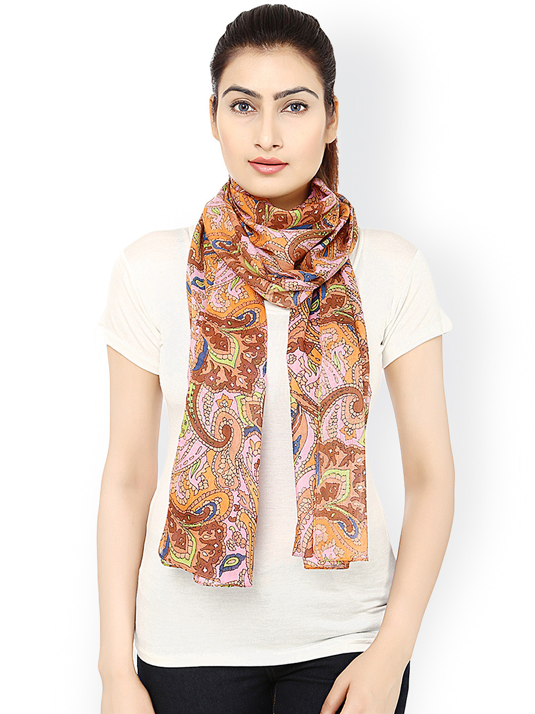 Buy Anekaant Multicoloured Paisley Print Stole - Stoles for Women ...