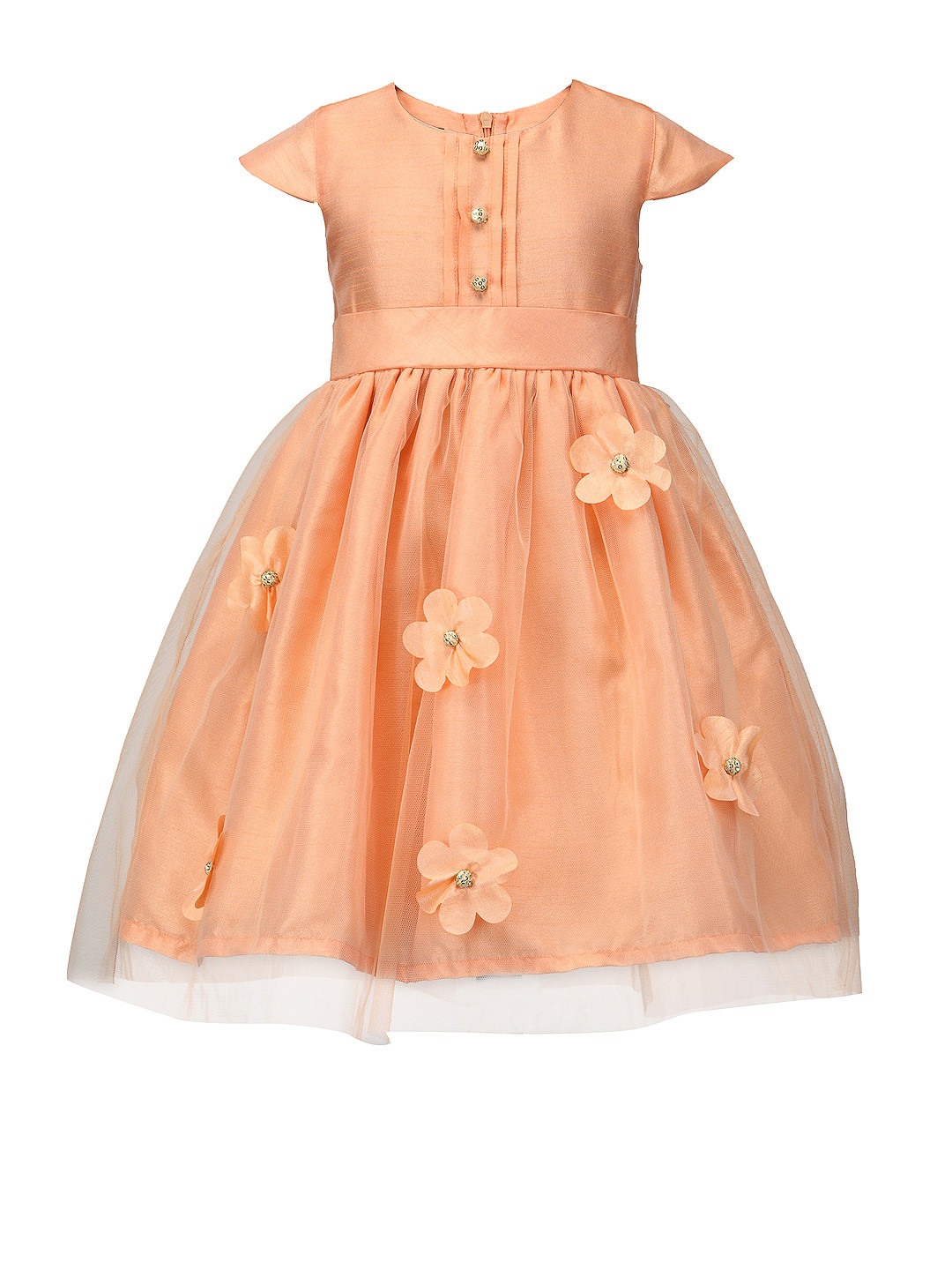 Buy Peaches Girls Peach Coloured Fit & Flare Dress - Dresses for Girls ...