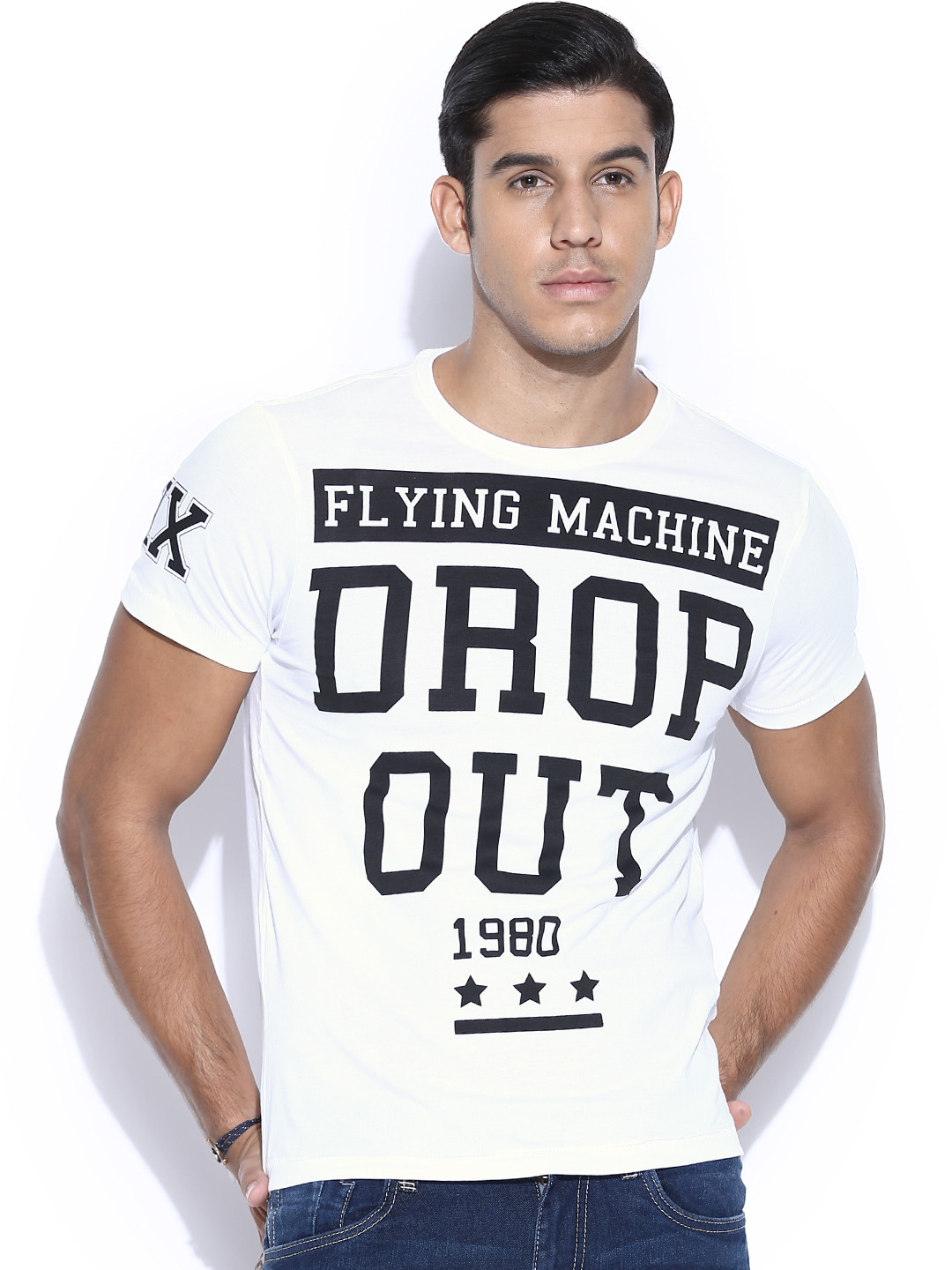 Buy Flying Machine White Printed Pure Cotton T Shirt - Tshirts for Men ...