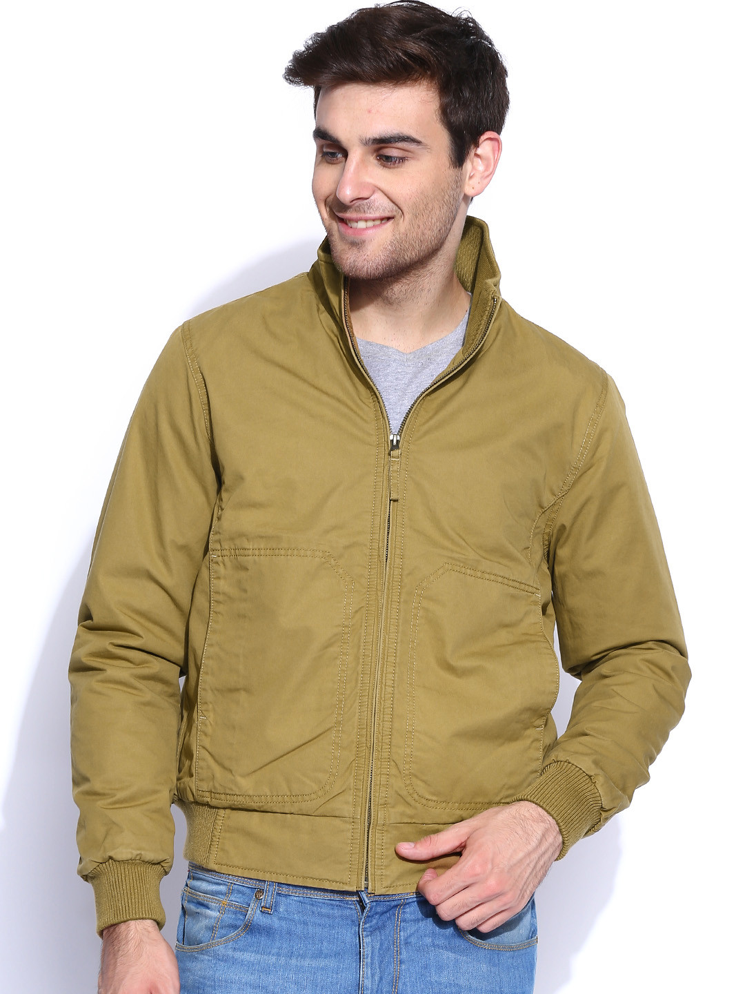 Buy John Players Khaki Jacket - Jackets for Men 874297 | Myntra