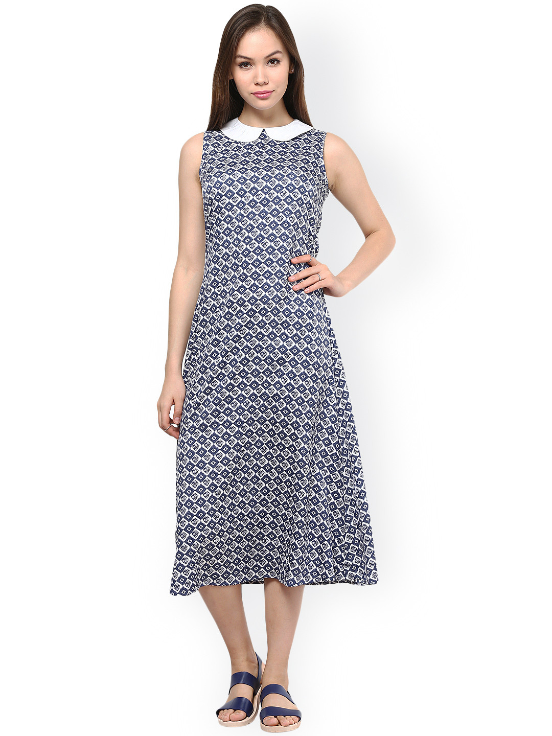 Buy Femella Navy Printed Midi Dress - Dresses for Women 890354 | Myntra
