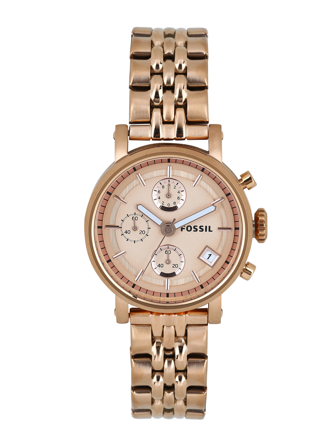 Buy Fossil Women Rose Gold Toned Dial Chronograph Watch ES3380I ...