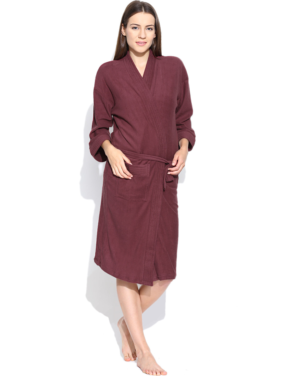 Buy Sand Dune Unisex Burgundy Bathrobe - Bath Robe for Unisex 933525 ...