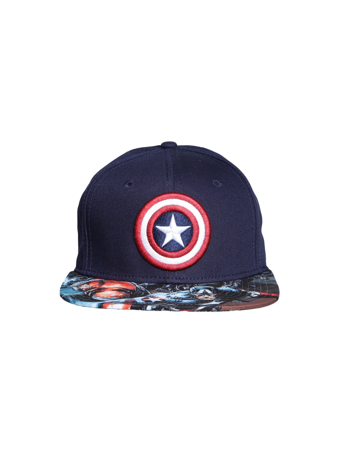 Buy Free Authority Unisex Navy Blue & Red Captain America Embroidered ...