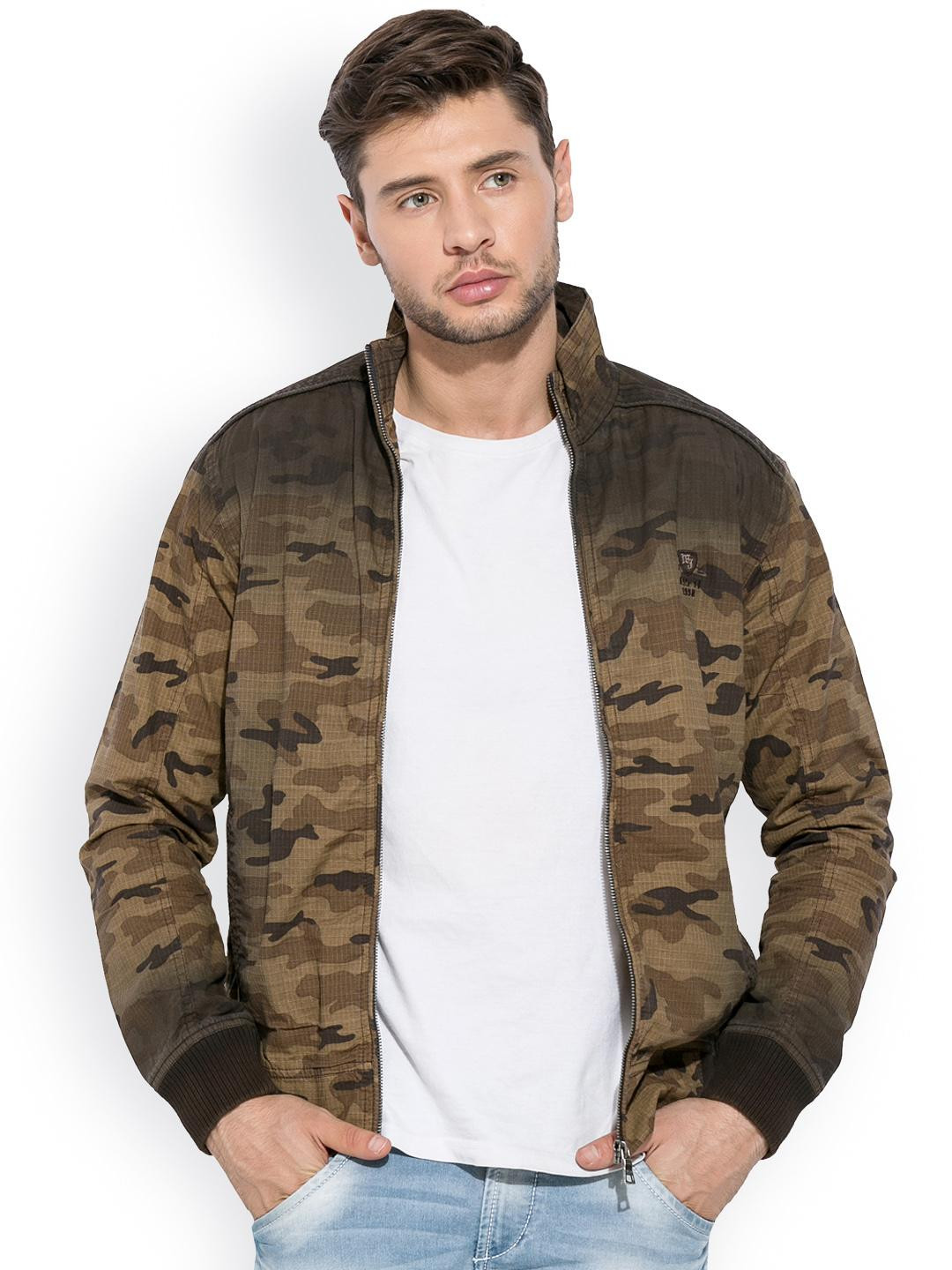 Buy Mufti Khaki Printed Jacket - Jackets for Men 999686 | Myntra