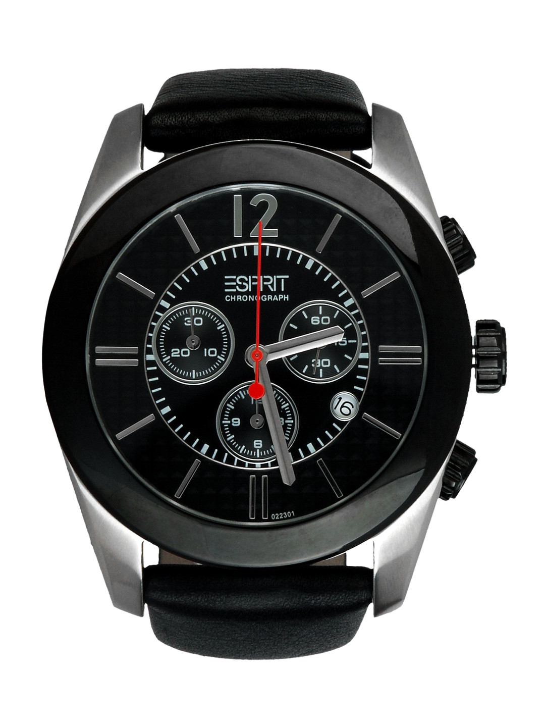 Buy Esprit Men Grand Victory Black With Leather Strap Black Watches ...
