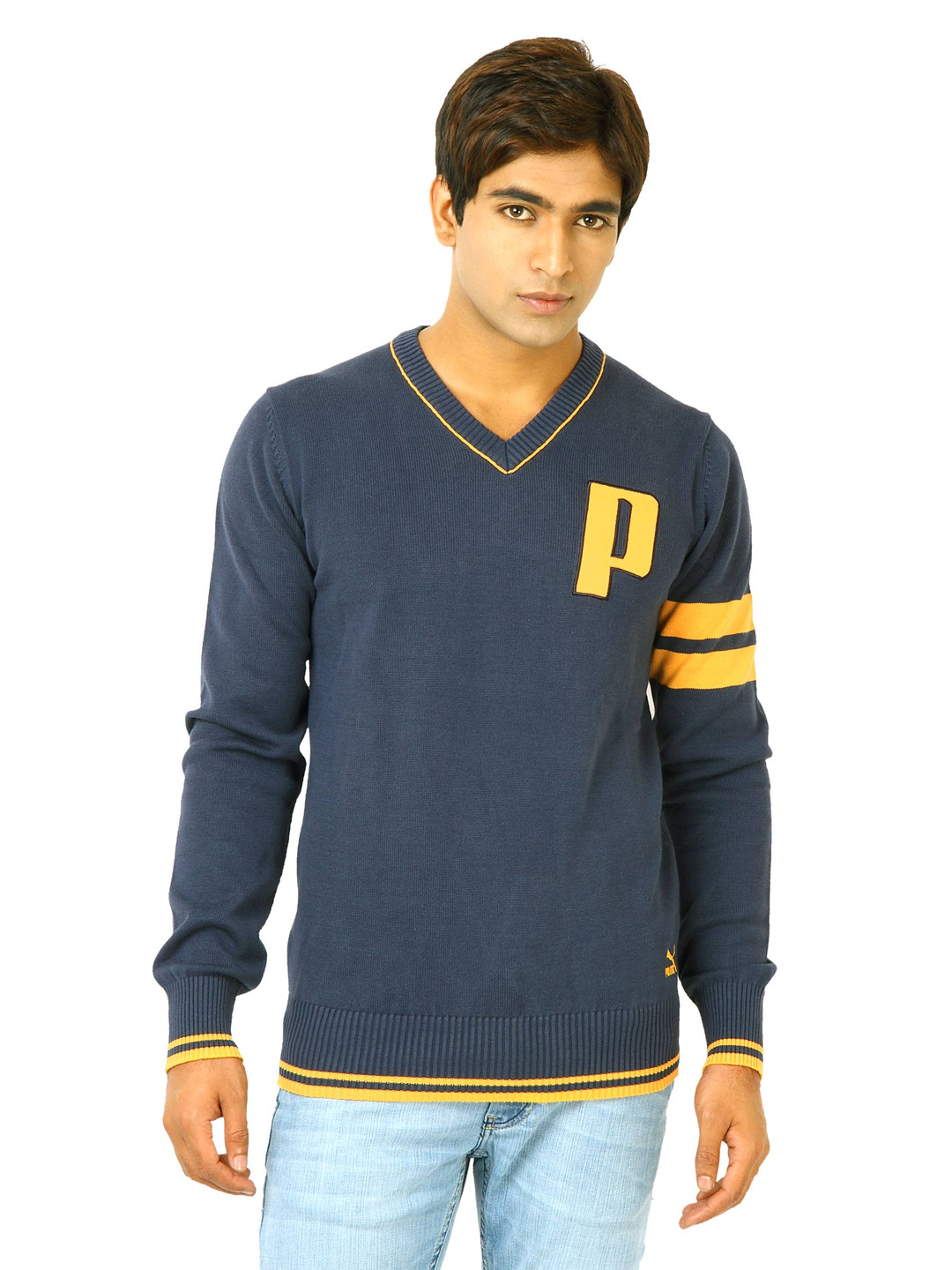Buy Puma Men Knitted Navy Blue Sweater - Sweaters for Men 10568 | Myntra