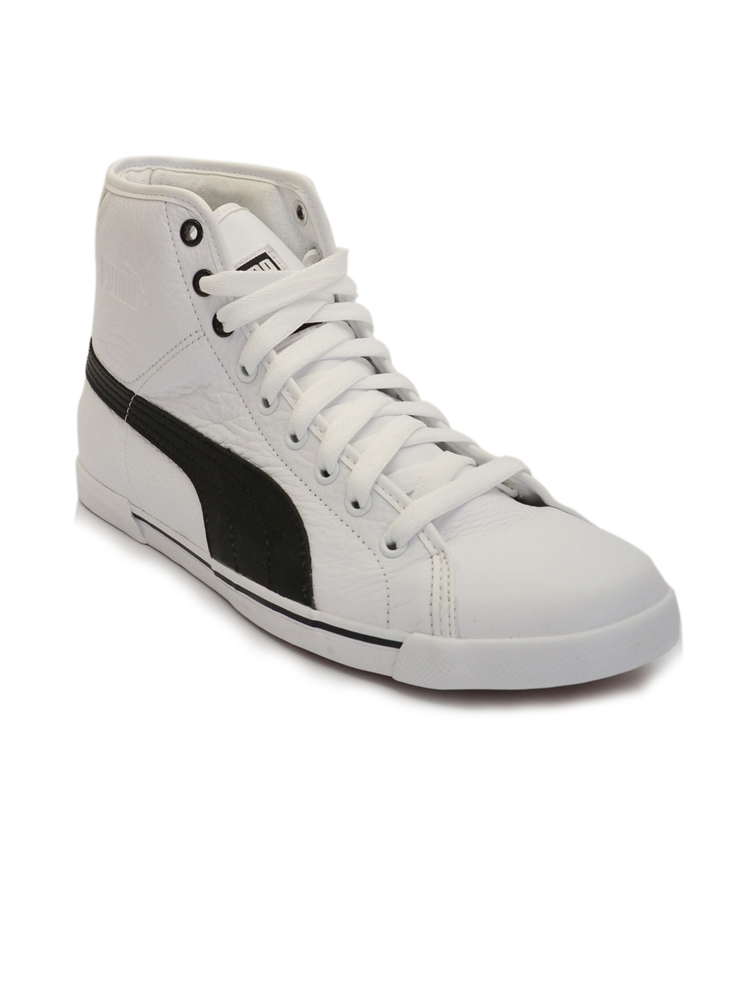 Buy Puma Unisex Benecio Mid Leather White Casual Shoes - Casual Shoes ...