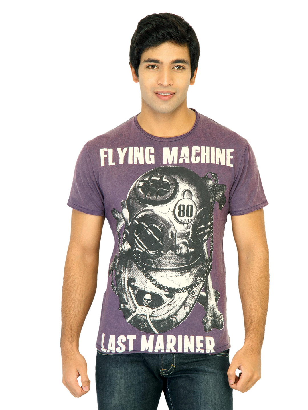 Buy Flying Machine Men Printed Purple Tshirts - Tshirts for Men 14100 ...
