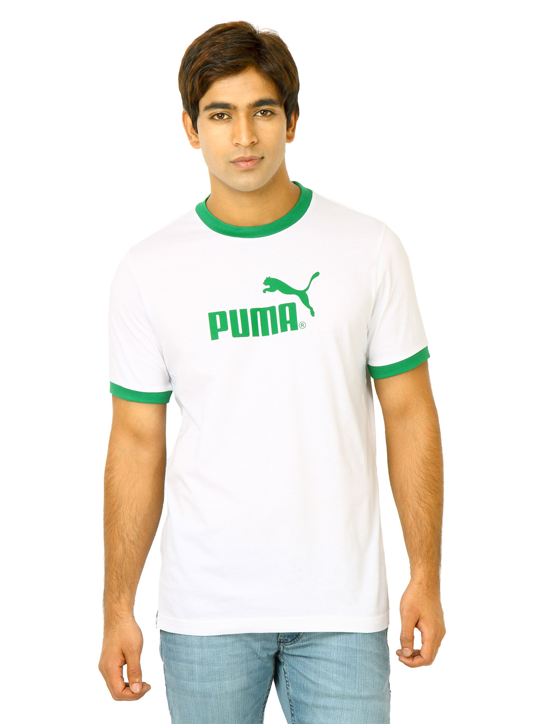 Buy Puma Men Large Logo Ringer White Tshirts - Tshirts for Men 10564 ...