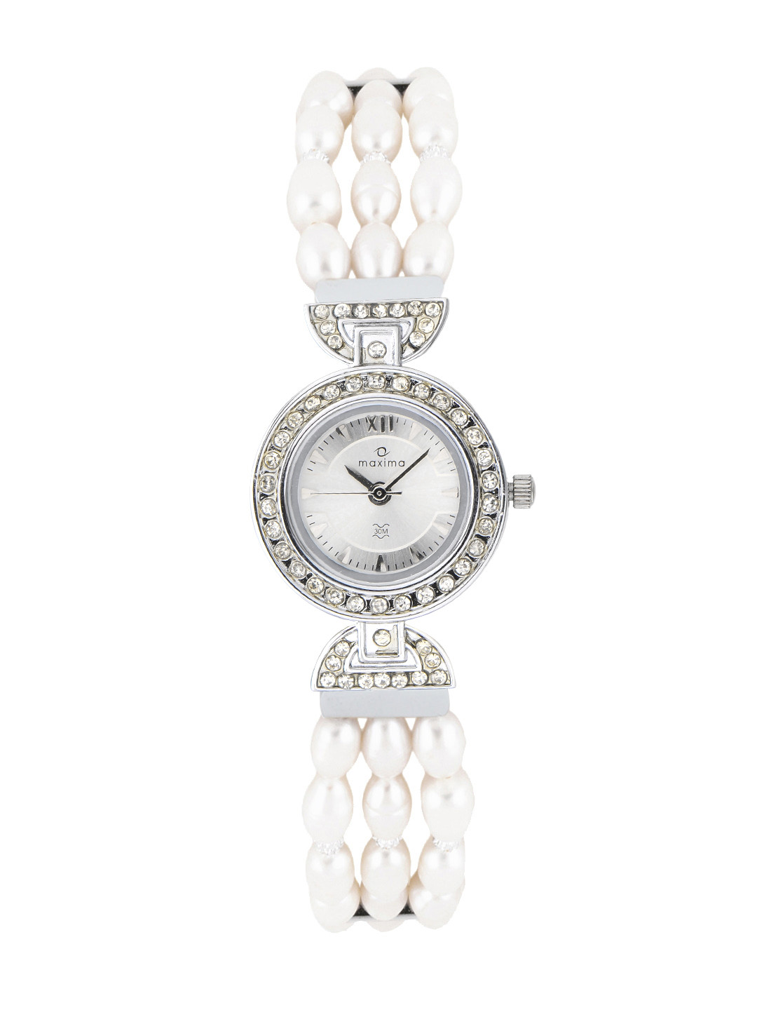 Buy Maxima Women Silver Dial Pearl Strap Watch - Watches for Women ...