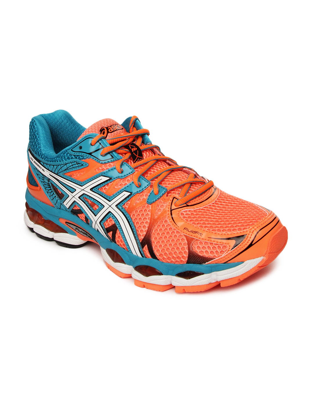 Buy ASICS Men Neon Orange & Blue Gel Nimbus 16 Running Shoes - Sports ...
