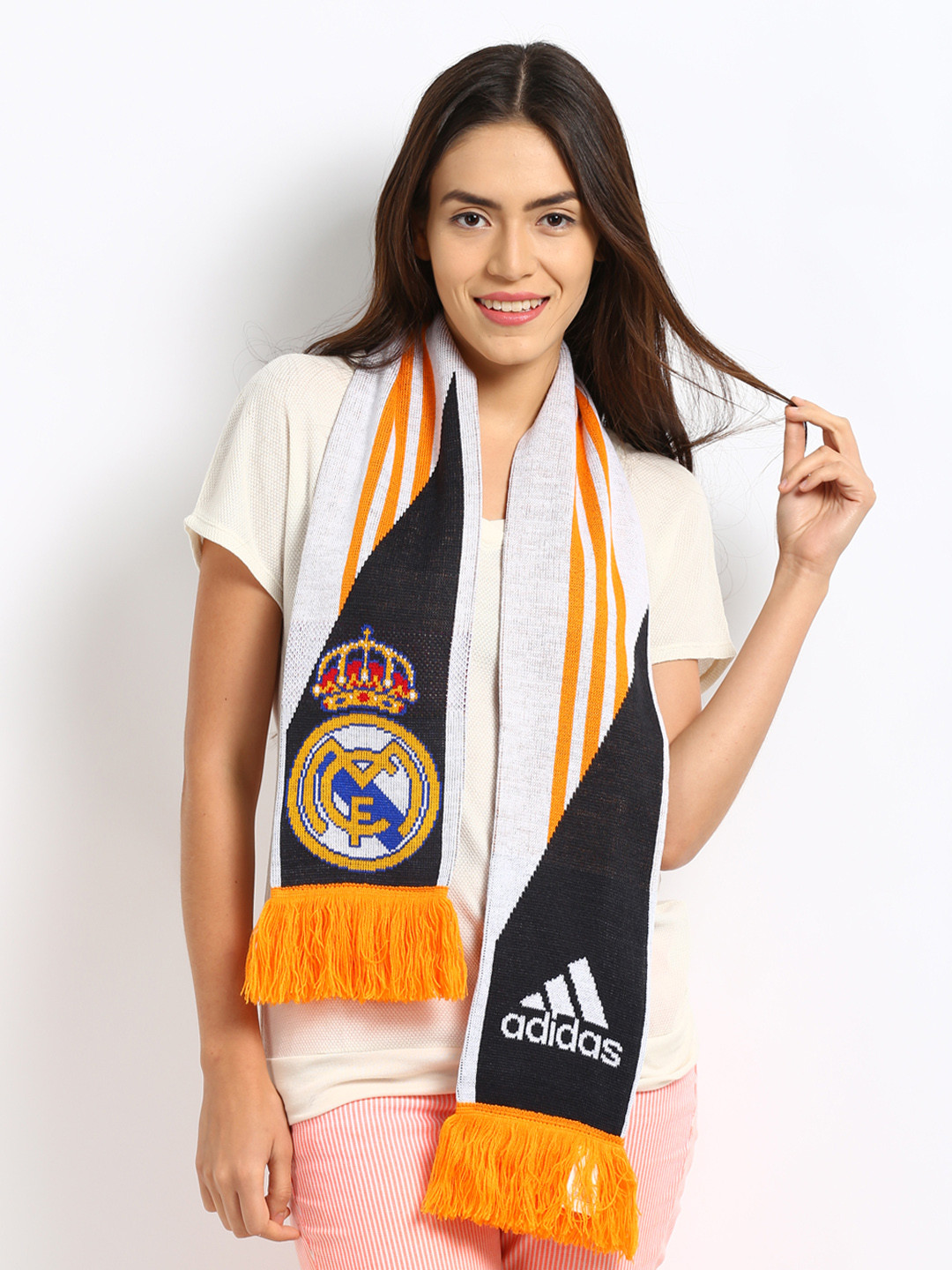 Buy ADIDAS Unisex White & Orange Real Madrid Muffler - Mufflers for ...