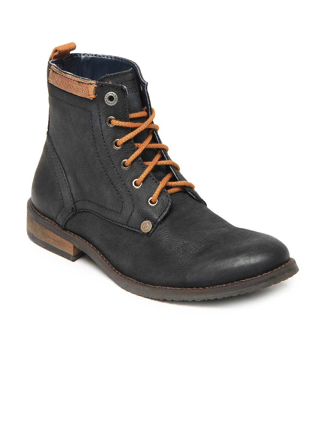 Buy Alberto Torresi Black Leather Boots - Boots for Men 190826 | Myntra
