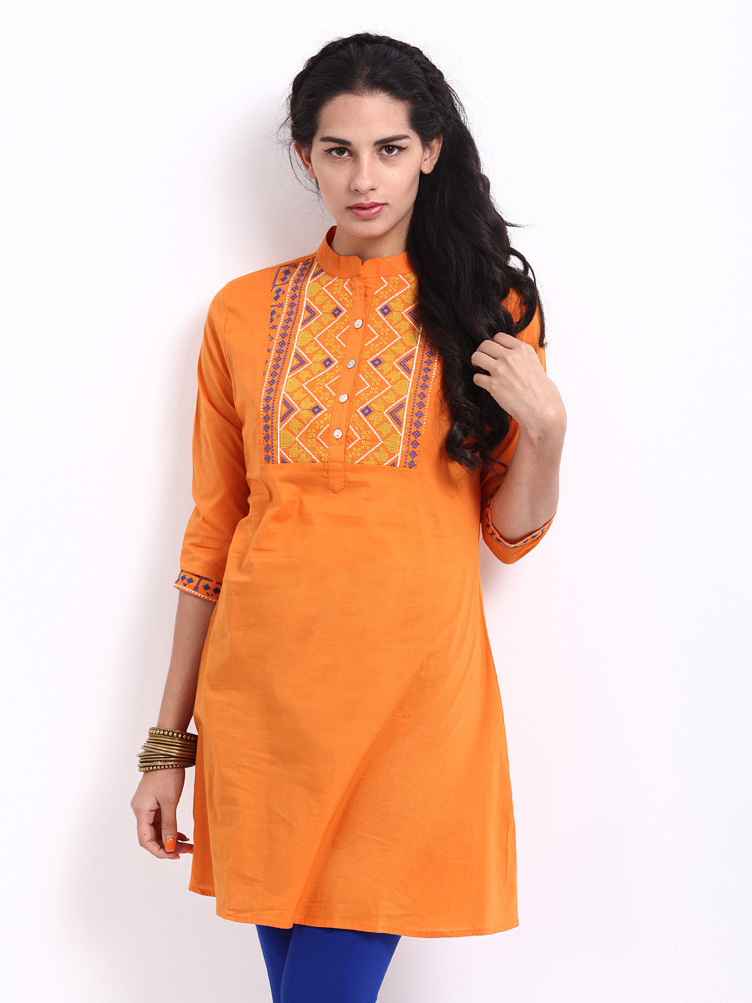 Buy Amari Orange Kurta With Embroidered Detail - Kurtas for Women ...