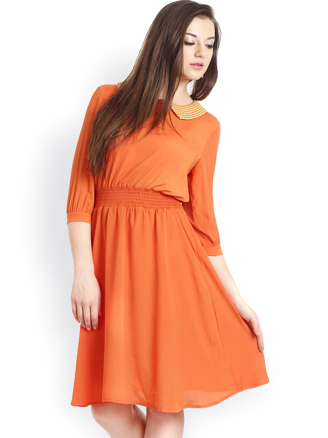 Buy Avirate Orange Fit & Flare Dress - Dresses for Women 467436 | Myntra