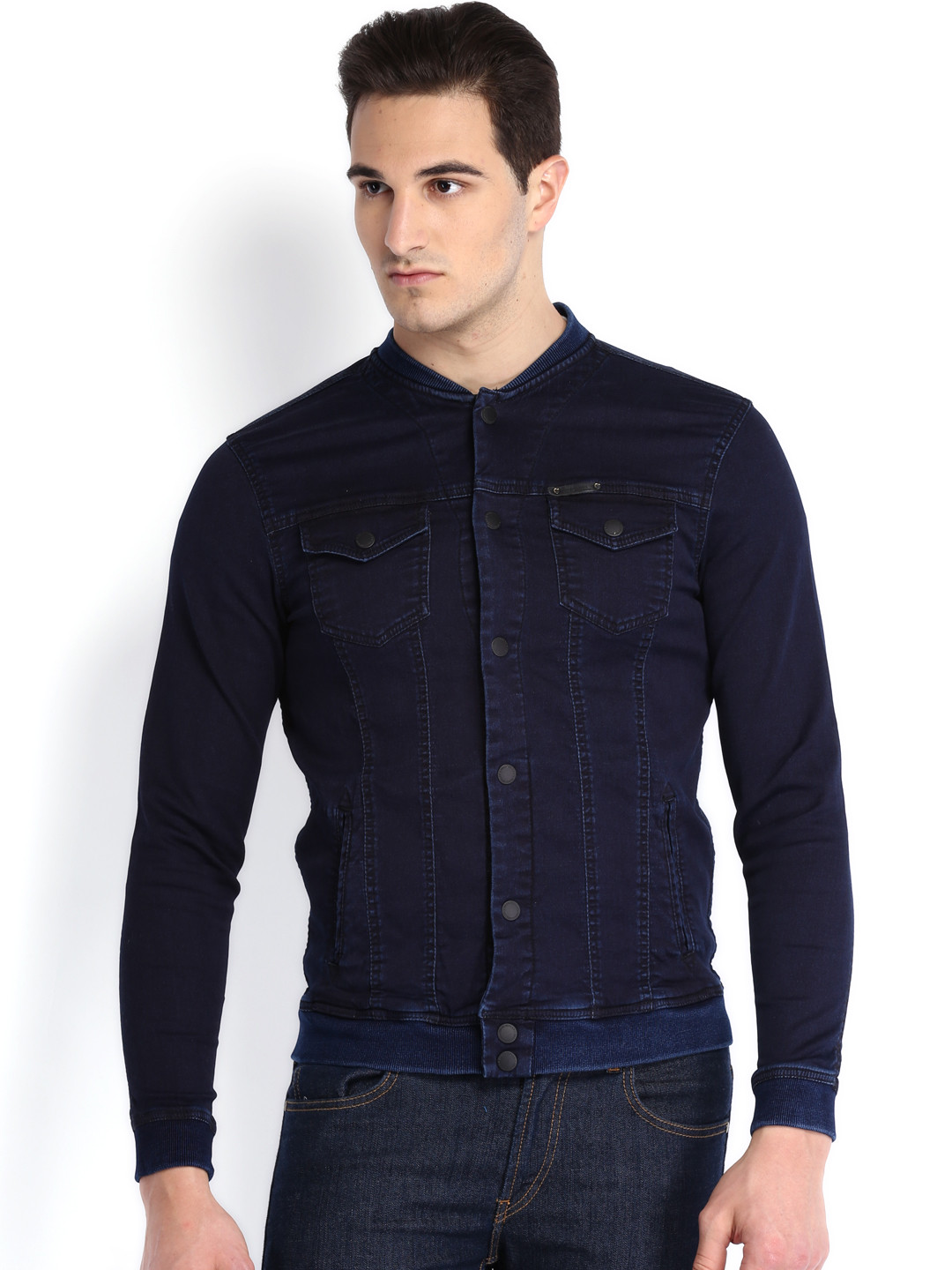 Buy Being Human Clothing Dark Navy Denim Jacket - Jackets for Men ...