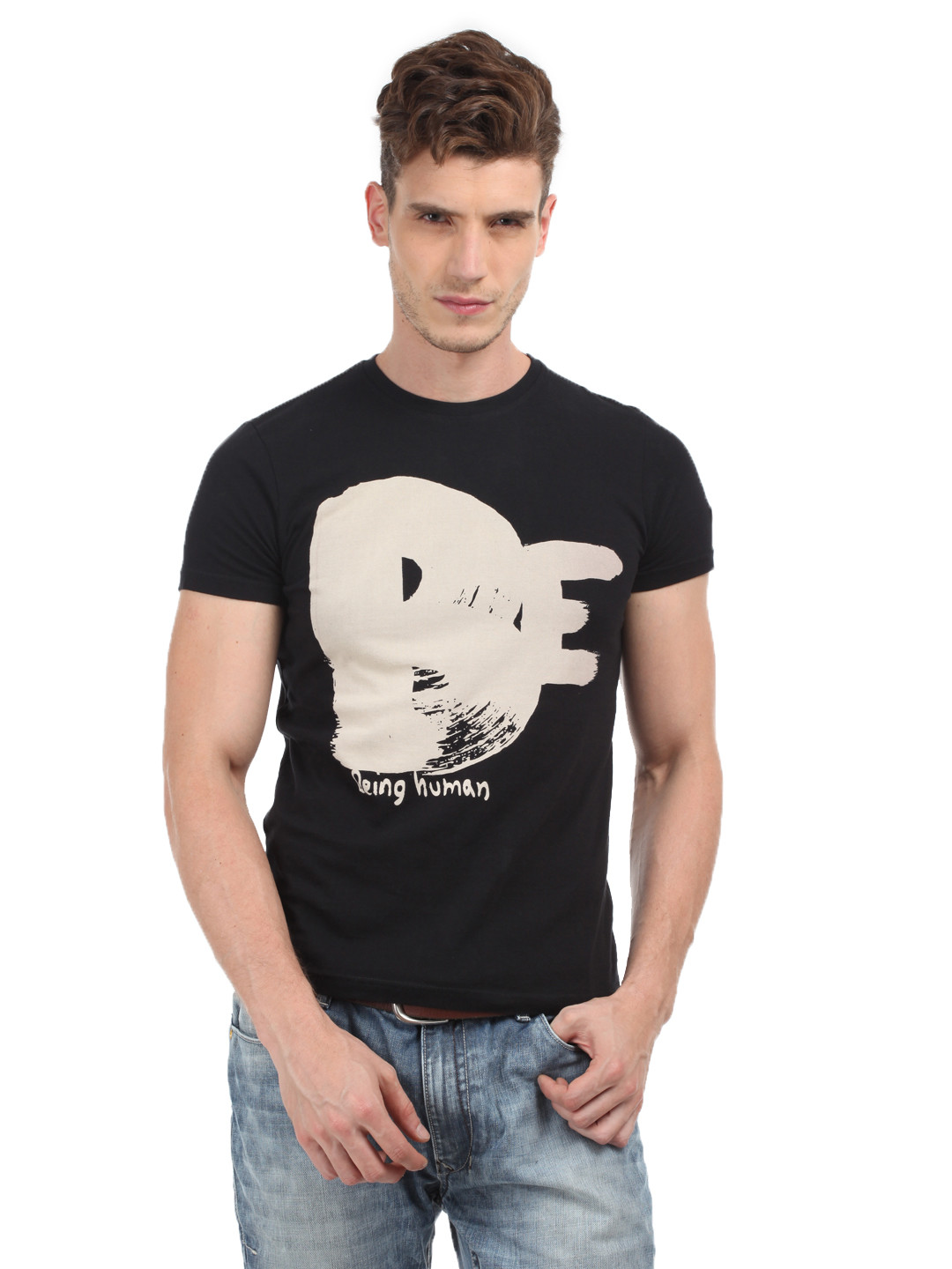 Buy Being Human Clothing Men Black Printed Pure Cotton T Shirt ...