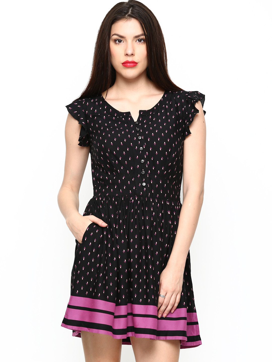 Buy Being Human Black Printed Fit & Flare Dress - Dresses for Women ...