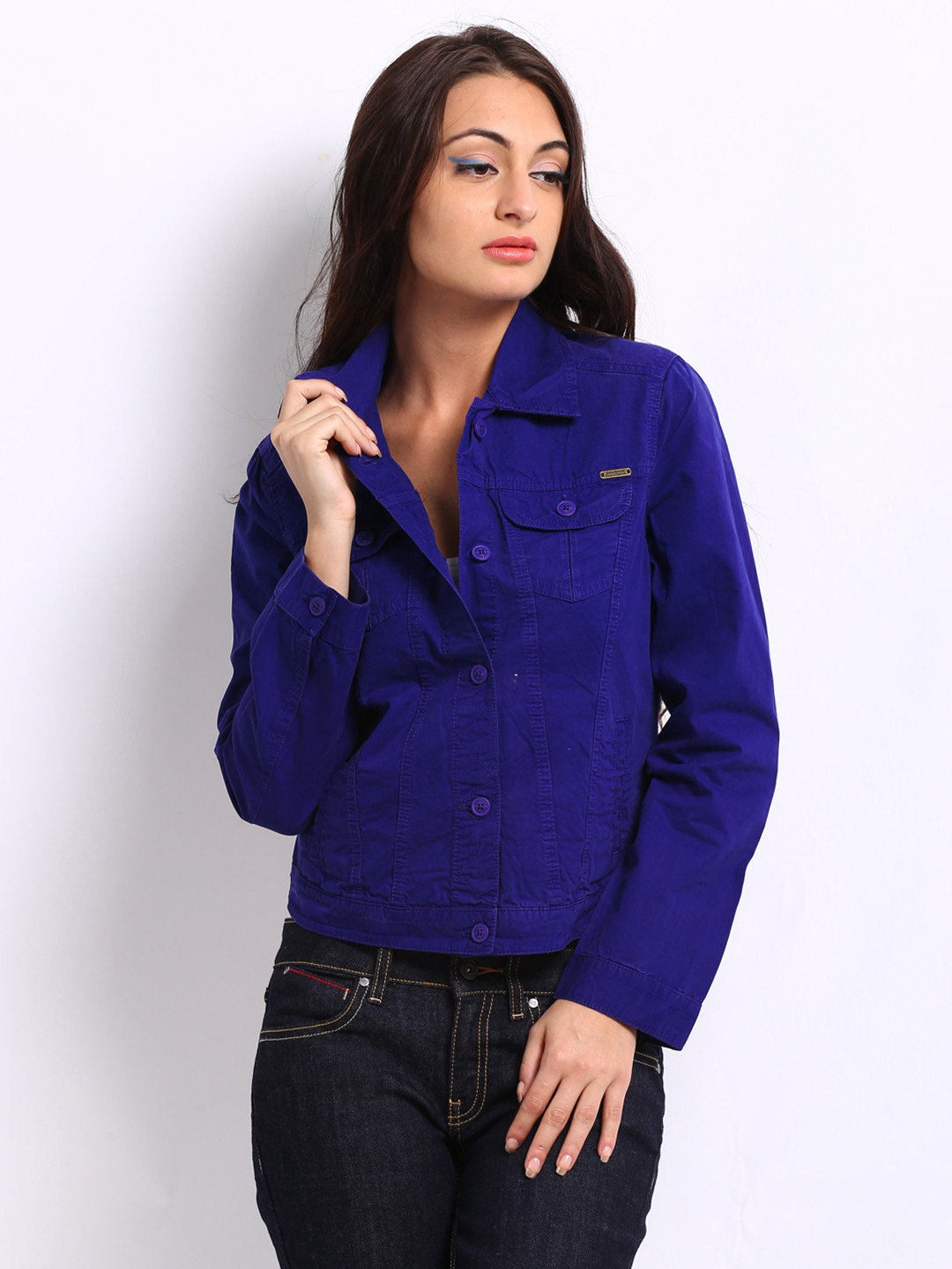 Buy Being Human Clothing Woman Blue Jacket - Jackets for Women 199895 ...