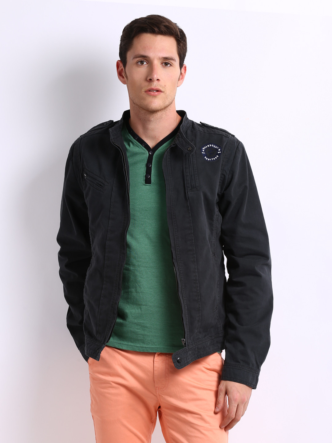 Buy Breakbounce Men Black Wanderer Bear Hug Slim Fit Jacket - Jackets ...