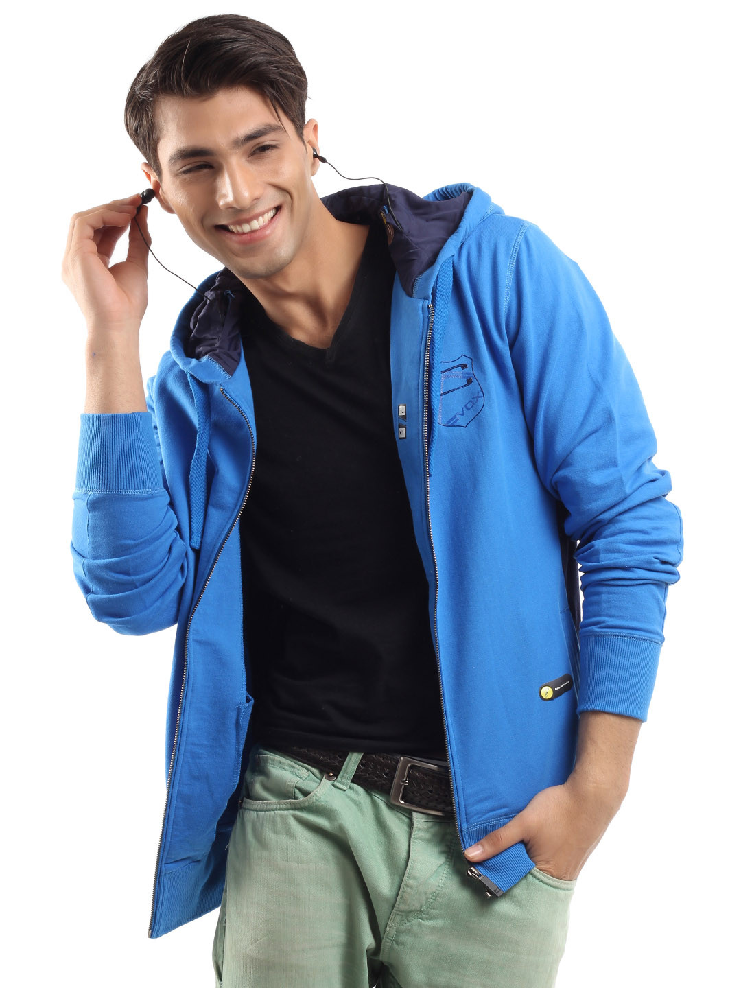 Buy C Vox Men Blue Hooded Jacket - Jackets for Men 90398 | Myntra