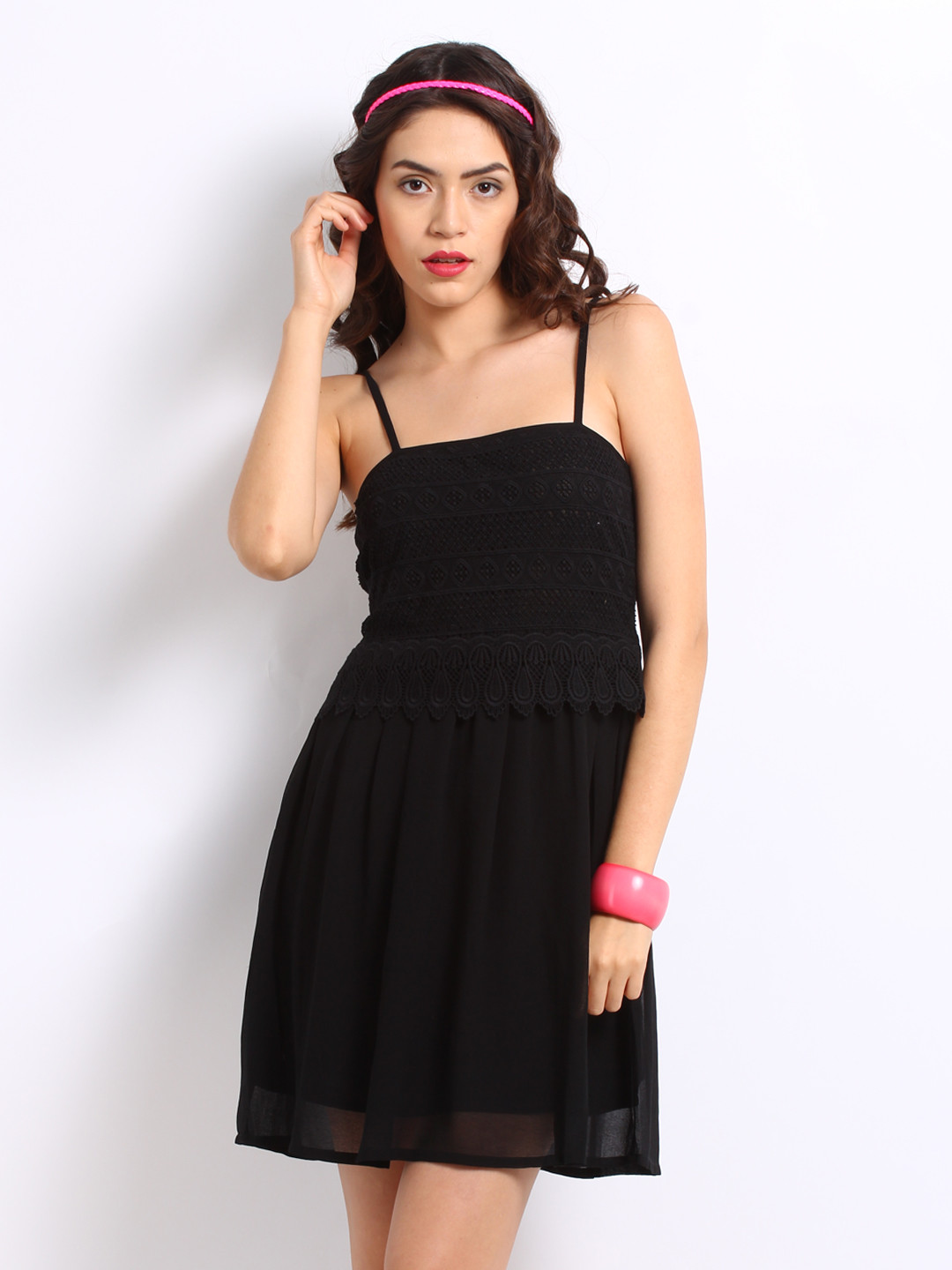 Buy DressBerry Black Lace Flare Berry Dress - Dresses for Women 136756 ...