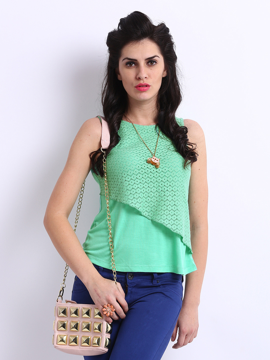 Buy DressBerry Women Green Lace Top - Tops for Women 219306 | Myntra