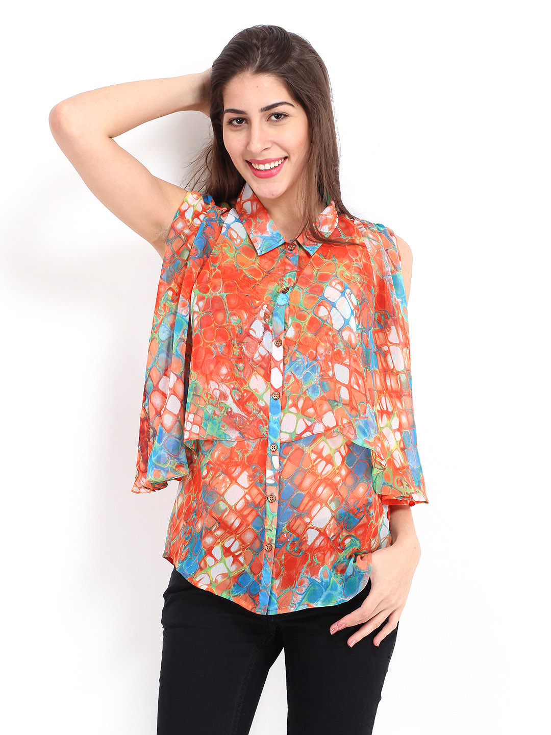 Buy DressBerry Women Multicoloured Sheer Layered Shirt - Shirts for ...