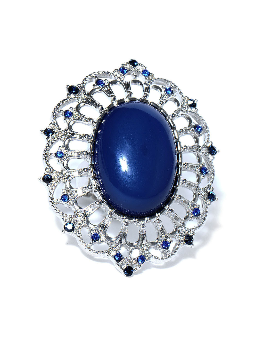 Buy DressBerry Women Silver & Blue Finger Ring - Ring for Women 107771 ...