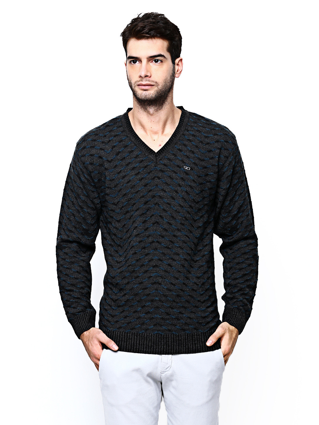 Buy Duke Stardust Men Charcoal Grey Wool Blend Sweater - Sweaters for ...