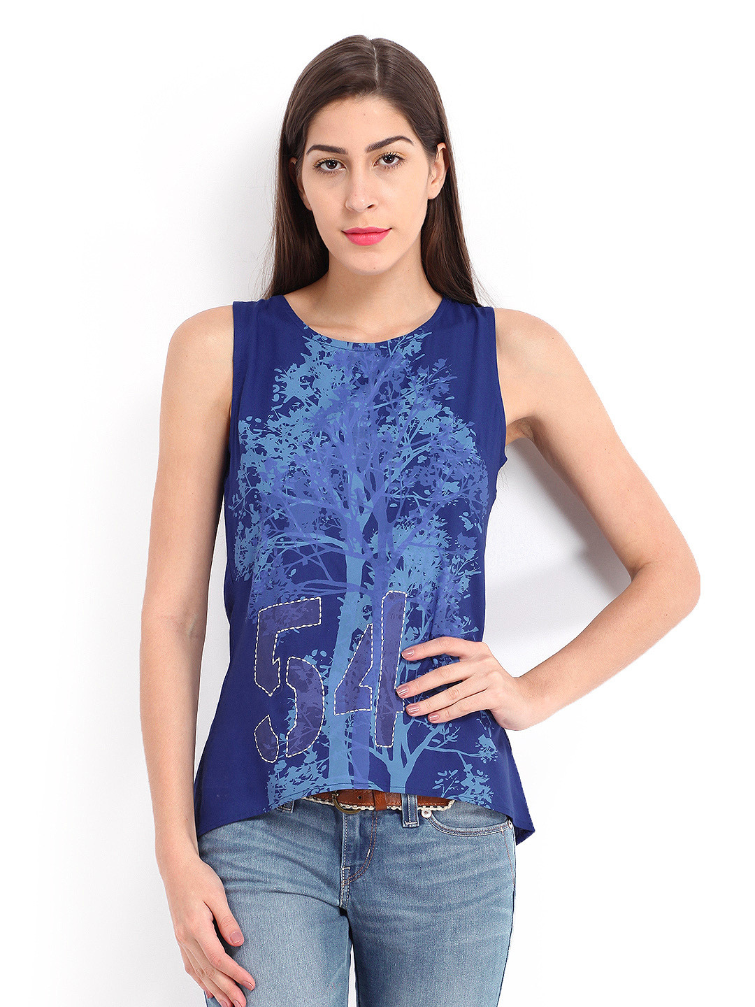 Buy ELLE Women Blue Printed Top - Tops for Women 392154 | Myntra