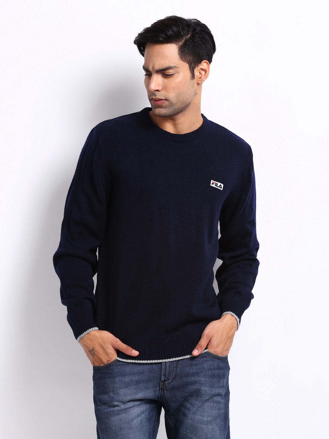 Buy Fila Men Navy Convi Sweater - Sweaters for Men 198963 | Myntra