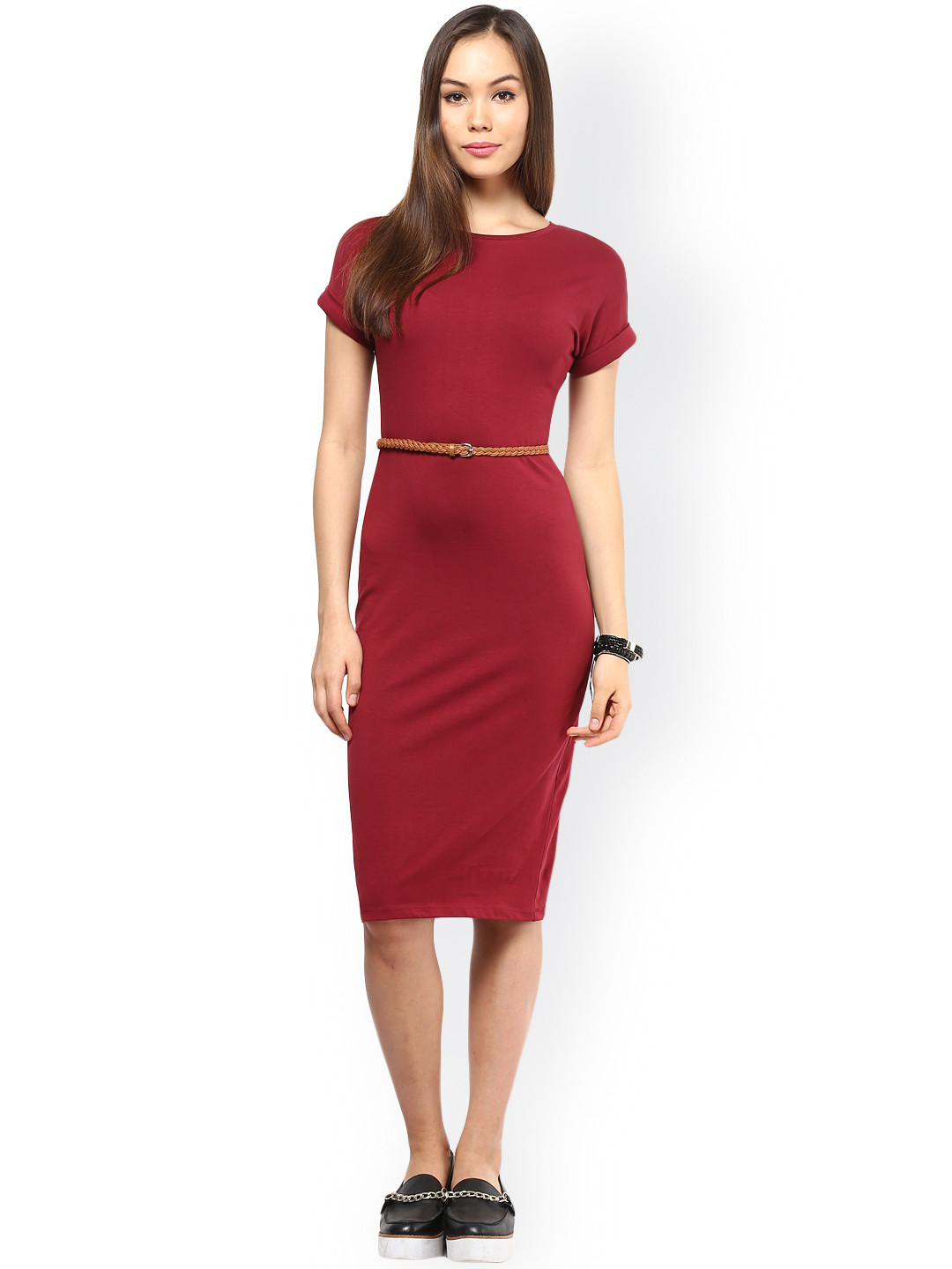 Buy Femella Maroon Midi Dress - Dresses for Women 837613 | Myntra