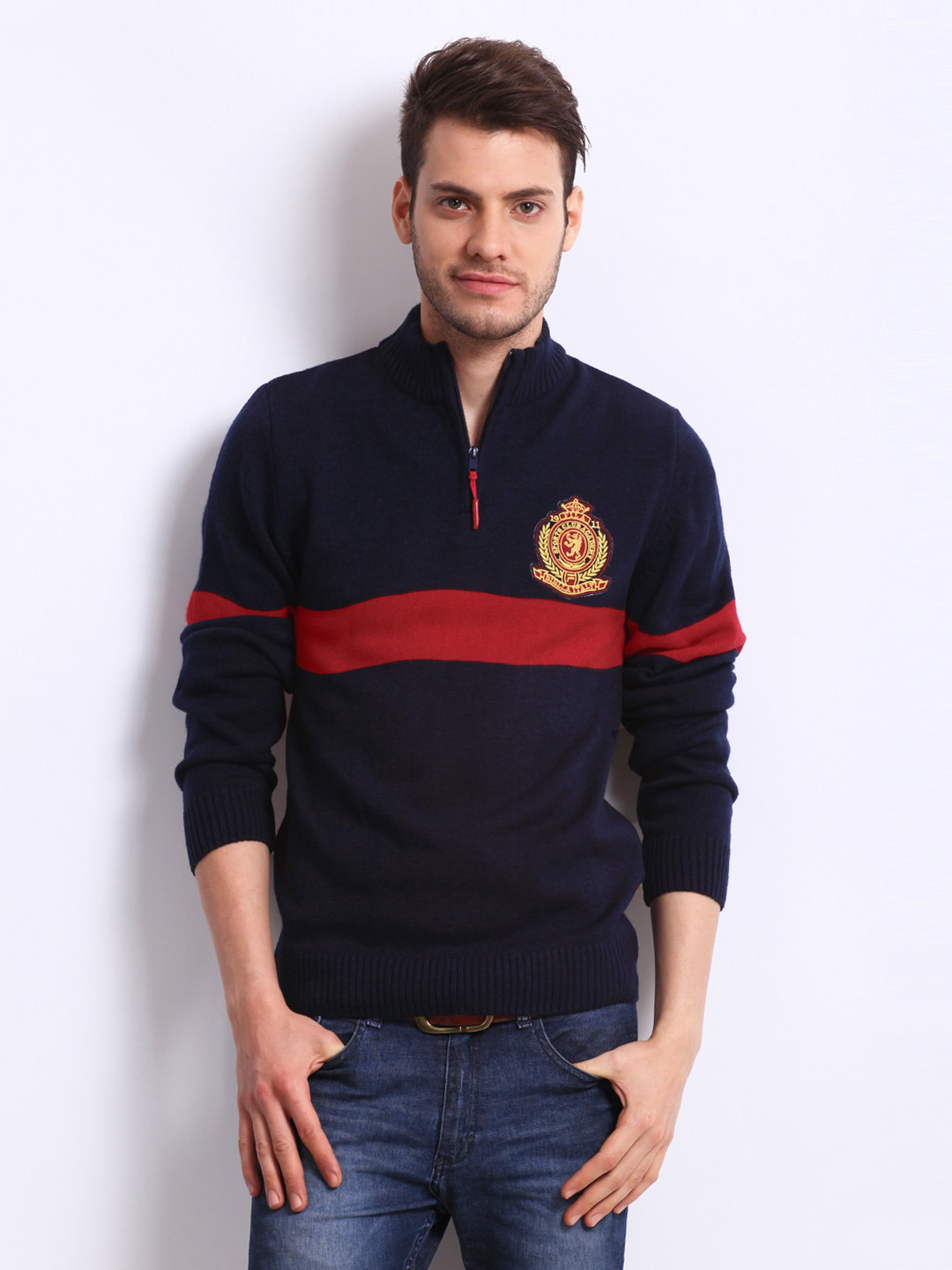 Buy Fila Men Navy Stikz Sweater - Sweaters for Men 202254 | Myntra