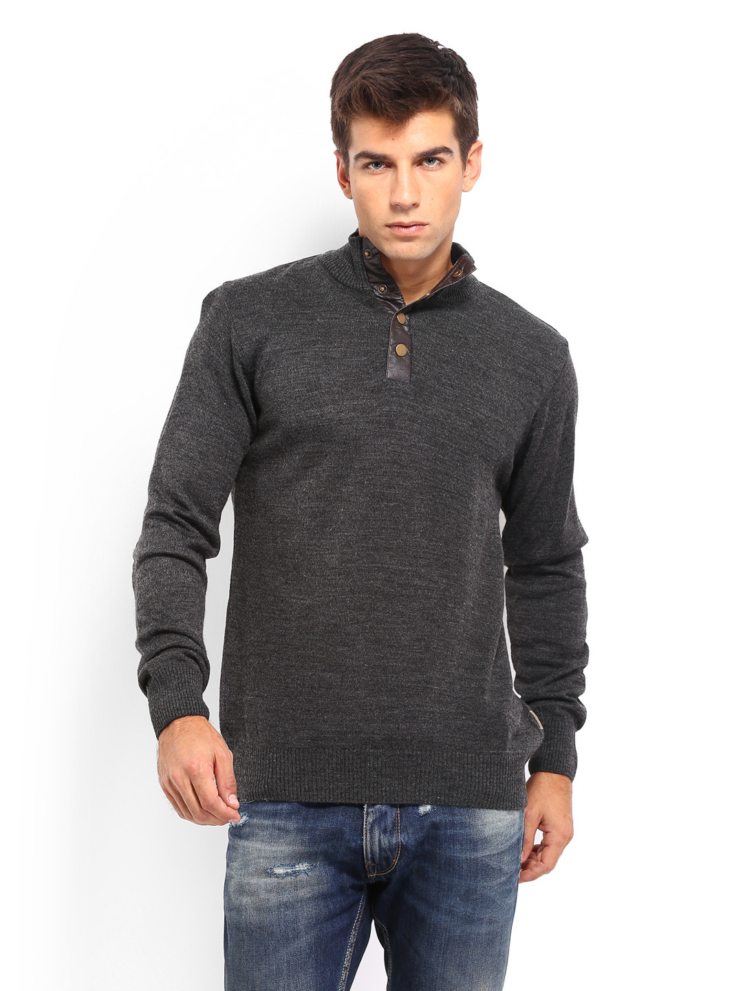 Buy Flying Machine Men Charcoal Grey Sweater - Sweaters for Men 447128 ...