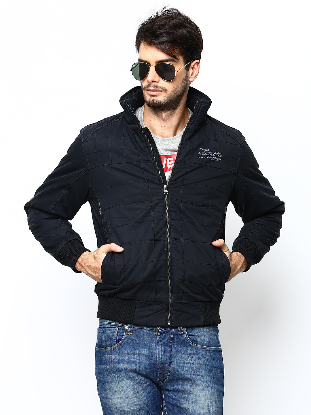 Buy Fort Collins Men Black Padded Jacket - Jackets for Men 526122 | Myntra