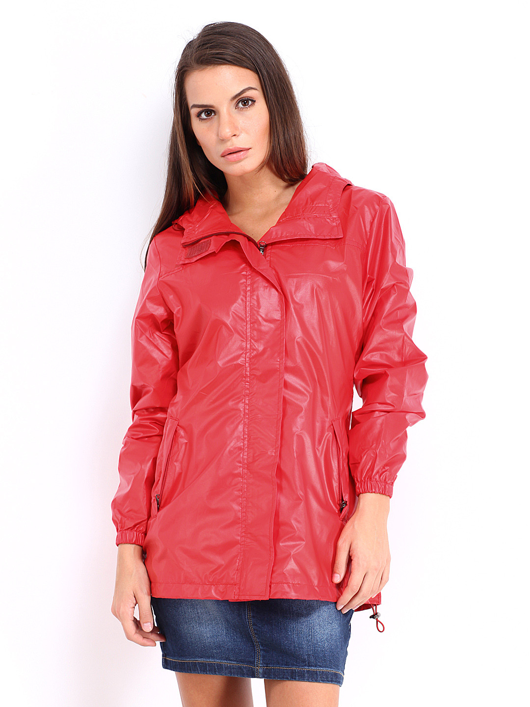 Buy Fort Collins Women Red Hooded Rain Jacket - Rain Jacket for Women ...