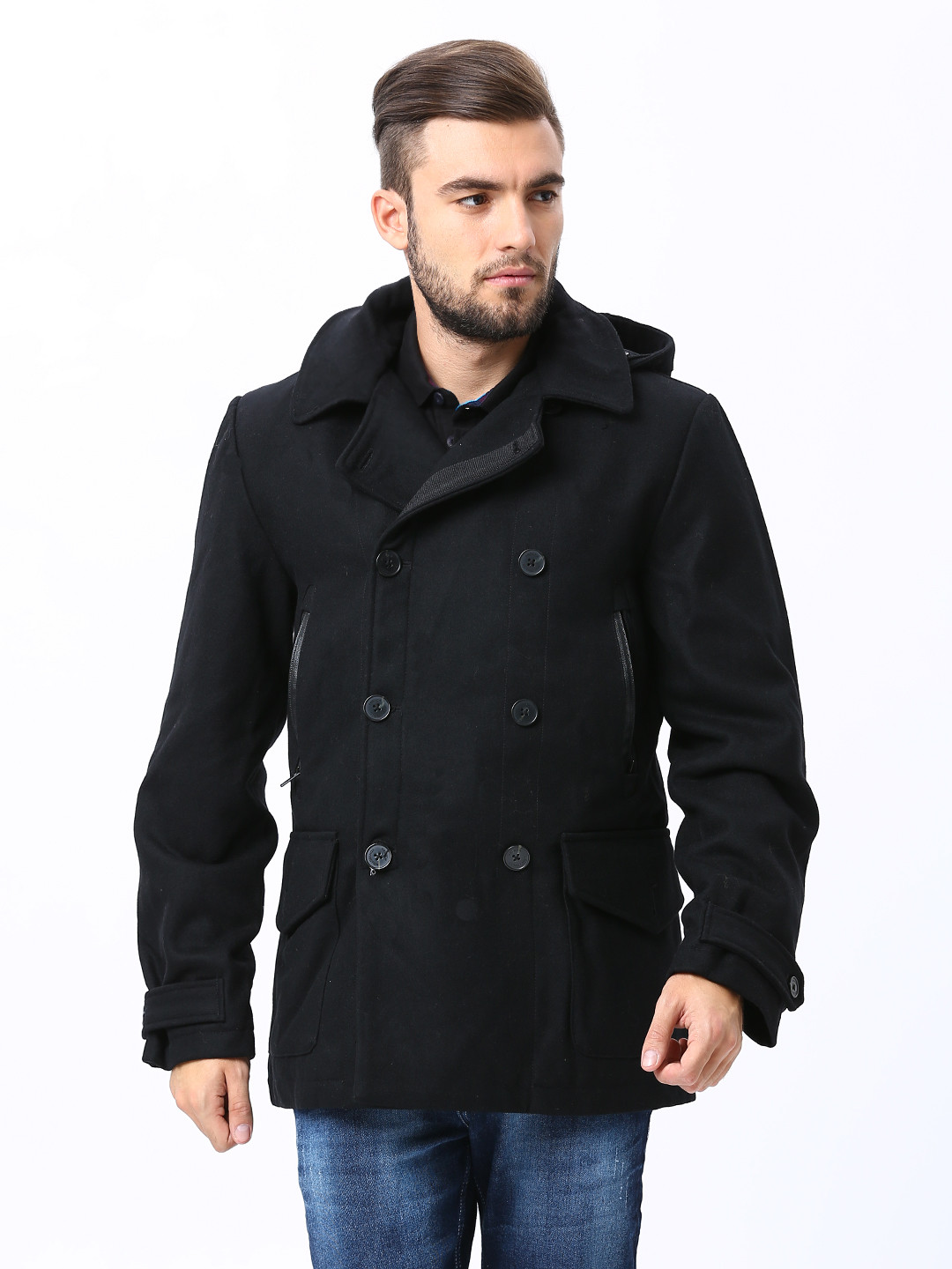 Buy French Connection Men Black Cotton Blend Jacket - Jackets for Men ...