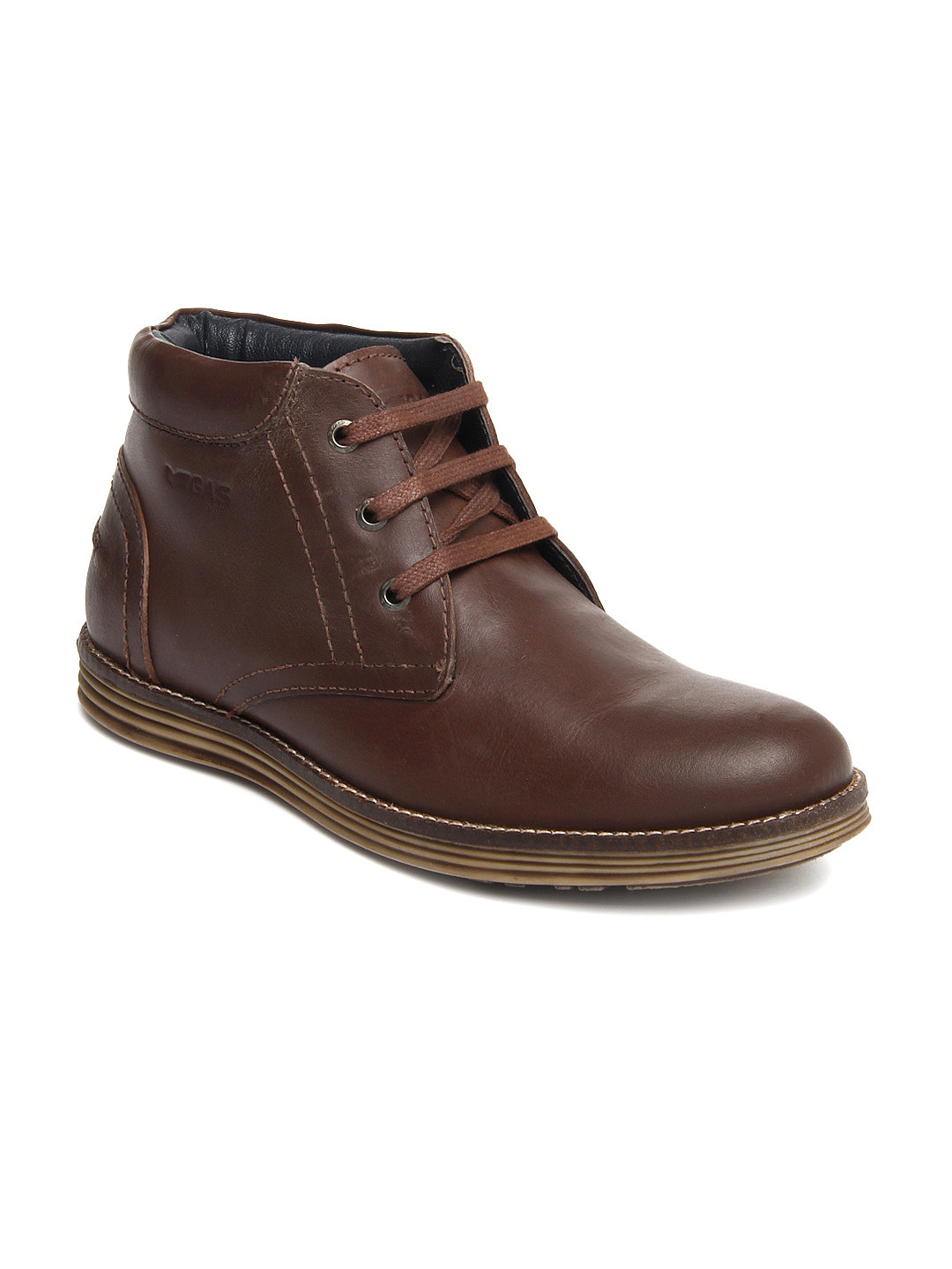 Buy GAS Men Brown Leather Porto Casual Shoes - Casual Shoes for Men ...