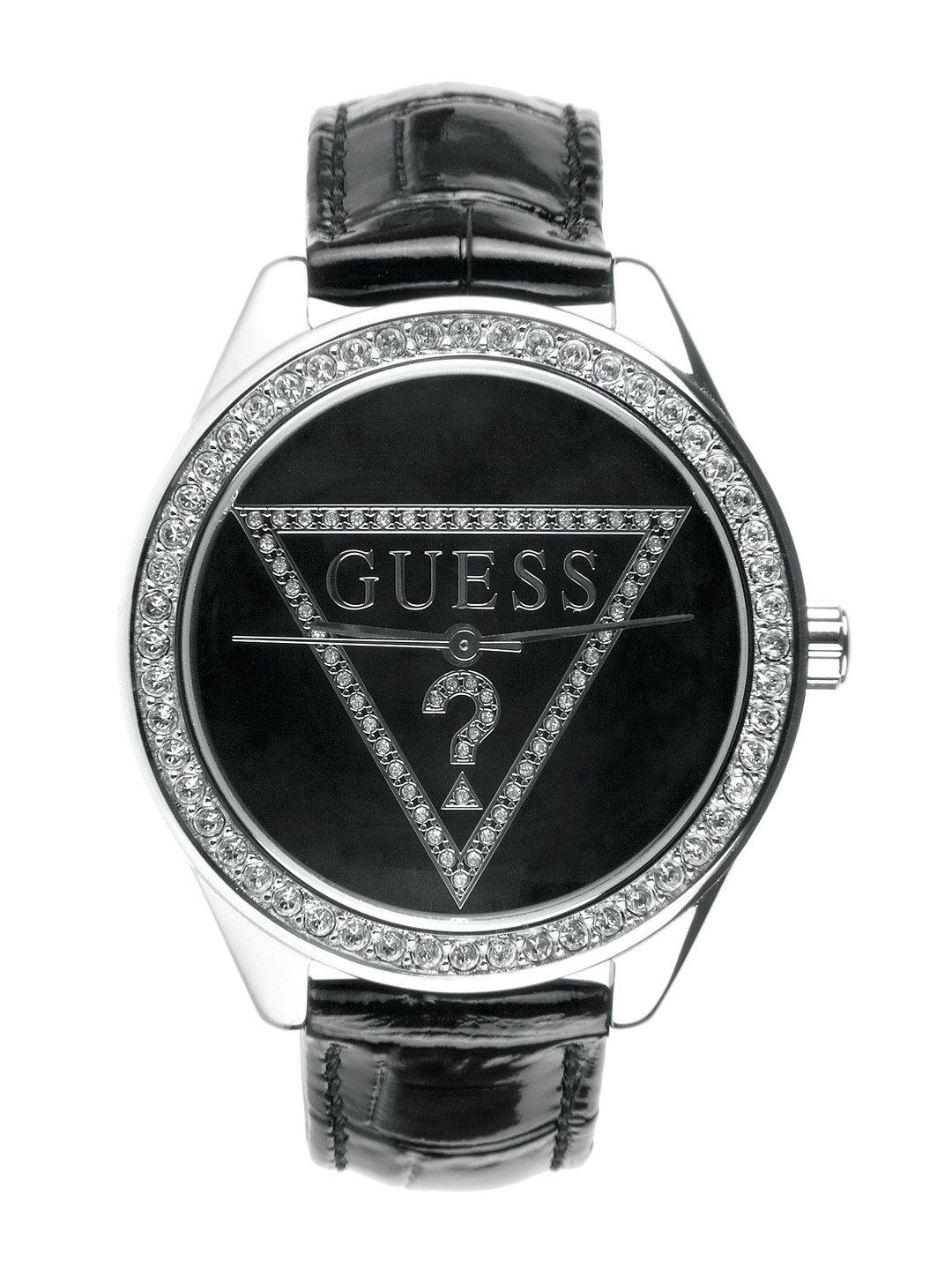 Buy Guess Women Mini Triangle Black Watch With Swarovski Elements ...