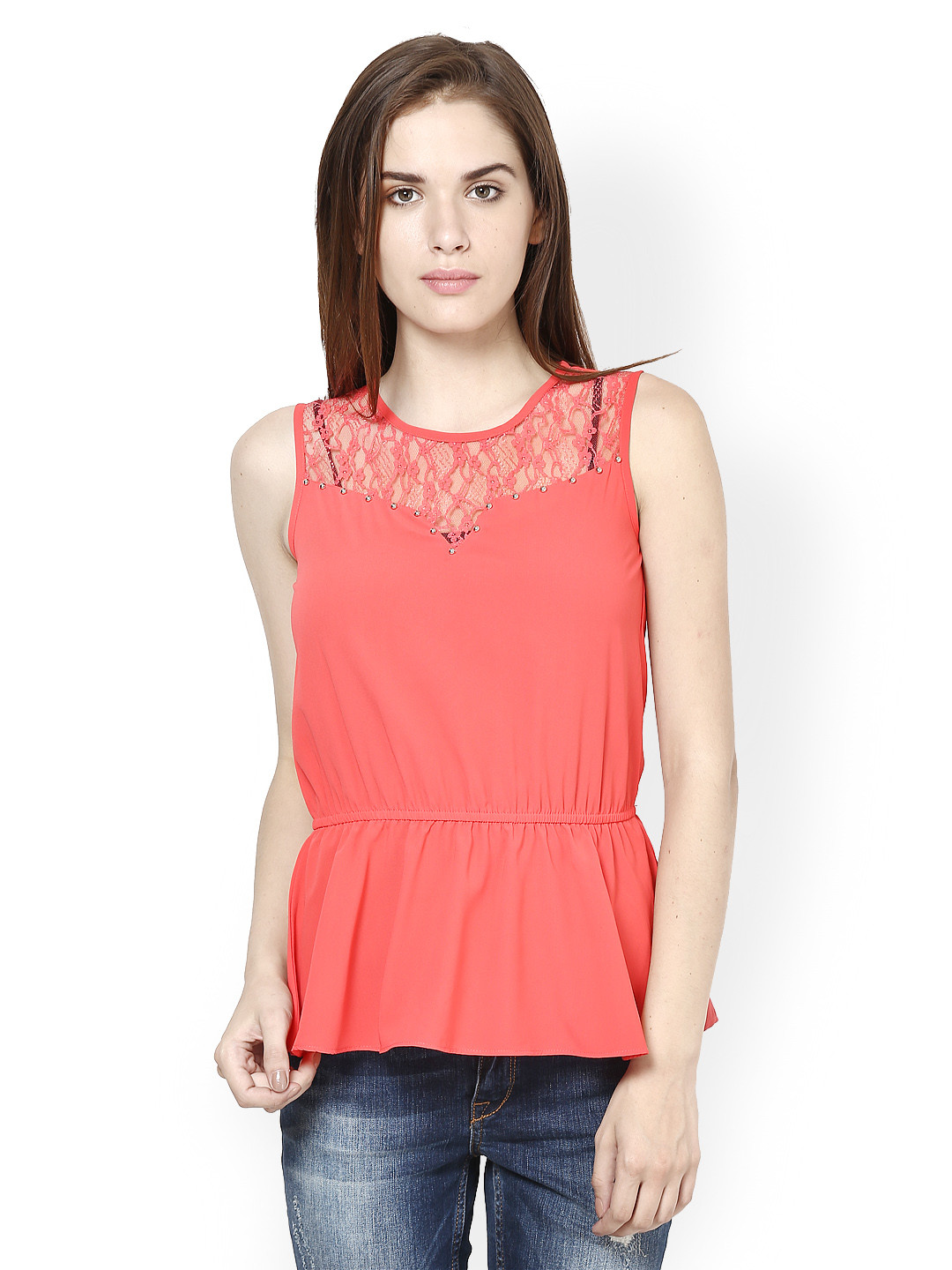 Buy Harpa Women Coral Pink Top - Tops for Women 552614 | Myntra