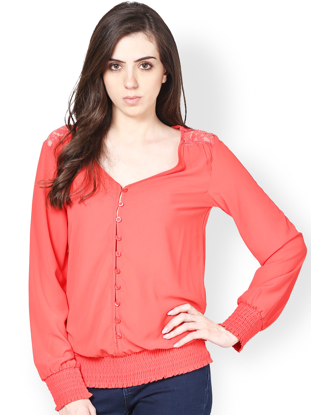 Buy Harpa Women Coral Red Top - Tops for Women 585579 | Myntra