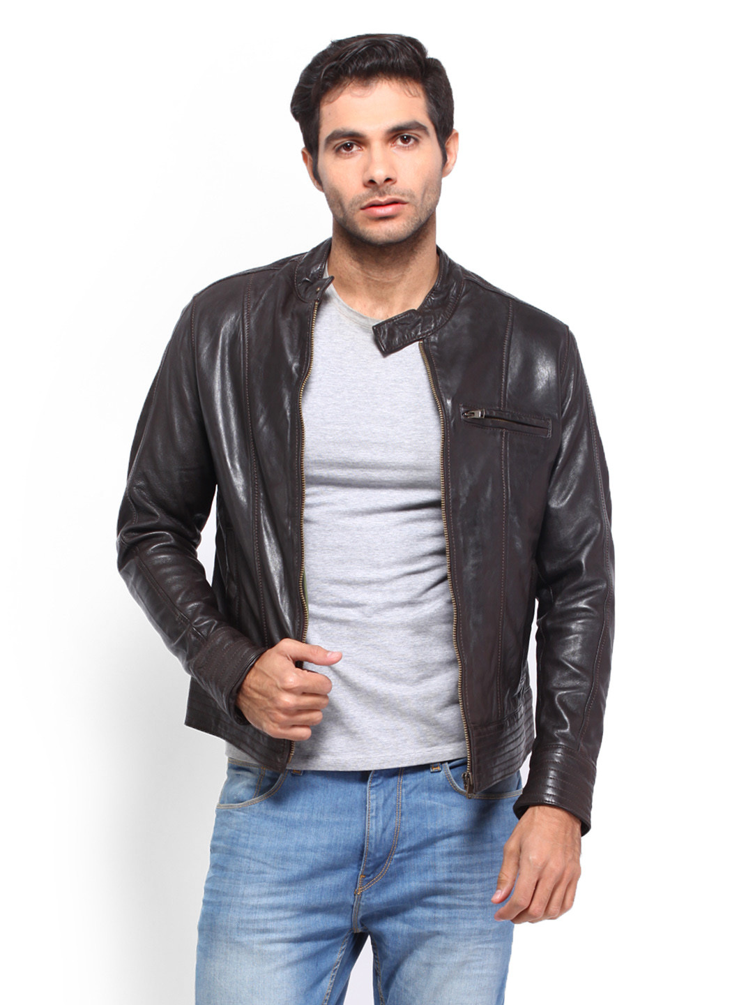 Buy Hidesign Men Brown Leather Jacket - Jackets for Men 496057 | Myntra