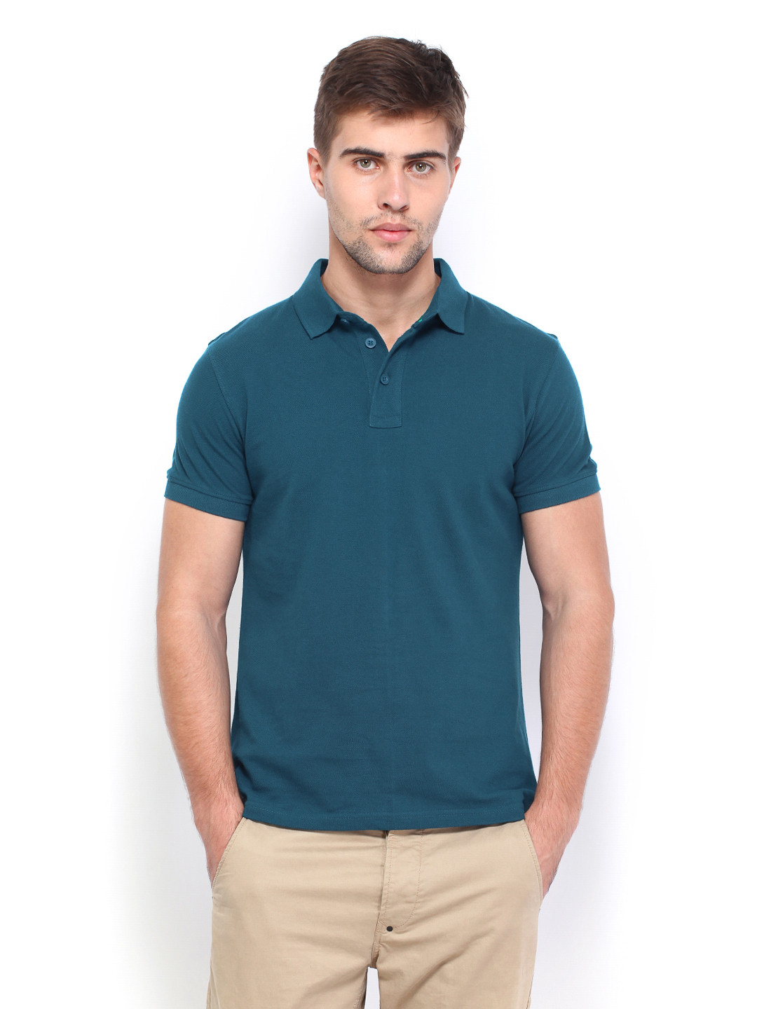 Buy Highlander Men Teal Blue Polo Pure Cotton T Shirt - Tshirts for Men ...